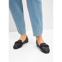 bonprix Loafer mit Flechtdetails, schwarz, Vegan