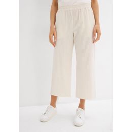 bonprix Palazzo-Hose aus Seersucker 7/8 L&auml;nge, beige, 100% Baumwolle