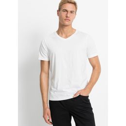 bonprix T-Shirt mit V-Ausschnitt (5er Pack), wei&szlig;, Gr.64/66 (3XL), Praktische Basic T-Shirt Packung, aus 100% Baumwolle