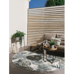 benuta Basic In- & Outdoor-Teppich Flora Multicolor &oslash; 200 cm rund - Teppich f&uuml;r Balkon, Terrasse & Garten