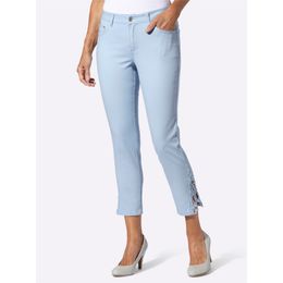 WITT Damen 7/8-Jeans mit Spitzen-Einsatz, eisblau, Gr&ouml;&szlig;e 40