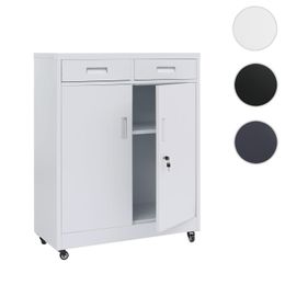 Mendler Aktenschrank HWC-O89, Stahlschrank B&uuml;roschrank, Rollen T&uuml;ren Schubladen abschlie&szlig;bar Metall 116x90x4 139451