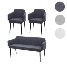 Mendler Esszimmer-Set HWC-L13, 2er-Set Stuhl+Sitzbank Esszimmergruppe Sitzgruppe Esszimmergarnitur, Stoff/Te 98084+2x98073