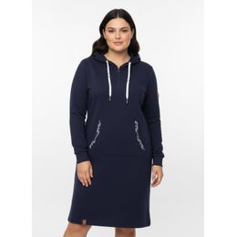 sheego Gro&szlig;e Gr&ouml;&szlig;en Jerseykleid mit K&auml;nguru-Tasche, marine, Gr&ouml;&szlig;e 48 - Damen