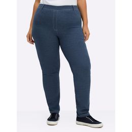 sheego Gro&szlig;e Gr&ouml;&szlig;en Hose innen w&auml;rmend angeraut, rauchblau-meliert, Gr&ouml;&szlig;e 54 - Damen
