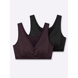 w&auml;schepur sheego Gro&szlig;e Gr&ouml;&szlig;en Bustier mit doppeltem Softbund, aubergine + schwarz, Gr&ouml;&szlig;e 44 - Damen