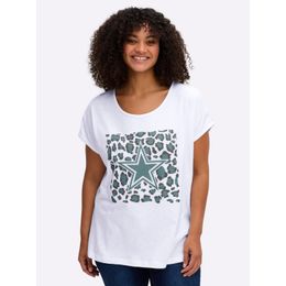 sheego Gro&szlig;e Gr&ouml;&szlig;en Shirt mit Animal- und Stern-Motiv, jade-wei&szlig;, Gr&ouml;&szlig;e 46 - Damen