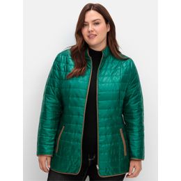 sheego Gro&szlig;e Gr&ouml;&szlig;en Steppjacke mit kontrastfarbigem Futter, tannengr&uuml;n, Gr&ouml;&szlig;e 54 - Damen