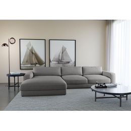 Ecksofa Home Affaire "Bloomfield, elegant, viel Platz, Mega Couch, Breite 303cm, L-Form", grau (granit grau), B:303cm H:84cm T:176cm, 100% Polyester, Sofas, Ecksofa, extra tiefe Sitzfl&auml;che, wahlweise mit Sitztiefenverstellung