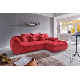Ecksofa Home Affaire "Imola, bequem, aktuelle Steppung im Sitz, L-Form, Breite 270cm", rot, B:270cm H:90cm T:170cm, Microfaser PRIMABELLE (100% Polyester) / Struktur (82% Polyester, 9% Viscose, 7% Baumwolle, 2% Nylon);Kunstleder SOFTLUX / Struktur (82% Polyester, 9% Viscose, 7% Baumwolle, 2% Nylon), Sofas, Ecksofa, wahlweise mit Bettfunktion, Topseller