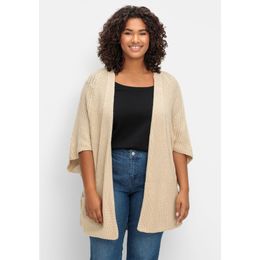 sheego Gro&szlig;e Gr&ouml;&szlig;en Strickjacke in Oversize-Form, sand, Gr&ouml;&szlig;e 50-56 - Damen
