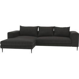 Ecksofa Home Affaire "Aurora, L-Form, mit extra breiter Recamiere, 324 x 170 cm (BxT)", grau (graphite), B:324cm H:83cm T:170cm, 92% Polyester 8% Nylon, Sofas, Ecksofa, Designsofa mit tollem Sitzkomfort, extra hohe Metallf&uuml;&szlig;e schwarz
