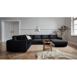 Wohnlandschaft Home Affaire "Hobro U-Form", schwarz, B:348cm H:80cm T:270cm, Luxus-Microfaser Lederoptik (100% Polyester;Struktur grob (100% Polyester);Samtoptik (100% Polyester), Sofas, Wohnlandschaft, in 3 Bezugsqualit&auml;ten in vielen Farben, Design by Morten Georgsen