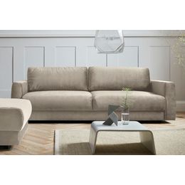 2,5-Sitzer Home Affaire "Hobro", beige, B:236cm H:80cm T:102cm, Luxus-Microfaser Lederoptik (100% Polyester);Struktur grob (100% Polyester);Samtoptik (100% Polyester), Sofas, in 3 Bezugsqualit&auml;ten in vielen Farben, Design by Morten Georgsen