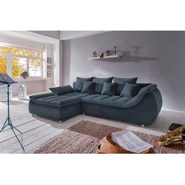 Ecksofa Home Affaire "Imola, bequem, aktuelle Steppung im Sitz, L-Form, Breite 270cm", blau (dunkelblau), B:270cm H:90cm T:170cm, Microfaser PRIMABELLE (100% Polyester) / Struktur (82% Polyester, 9% Viscose, 7% Baumwolle, 2% Nylon);Kunstleder SOFTLUX / Struktur (82% Polyester, 9% Viscose, 7% Baumwolle, 2% Nylon), Sofas, Ecksofa, wahlweise mit Bettfunktion, OTTOs Choice, Topseller