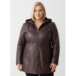sheego Gro&szlig;e Gr&ouml;&szlig;en Lederjacke mit abnehmbarer Kapuze, burgund, Gr&ouml;&szlig;e 48 - Damen