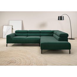 Ecksofa Home Affaire "Antonelli, L-Form, inkl. Kopfteilverstellung, Breite 276 cm", gr&uuml;n, B:276cm H:71cm T:219cm, 95% Polyester, 5% Nylon, Sofas, Ecksofa, ohne Sitztiefenverstellung, in Feincord, gr&uuml;n