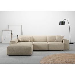 Ecksofa Home Affaire "Glimminge auch in Breitcord, Feincord, Boucl&eacute; + Easy care-Bezug", beige (sand), B:294cm H:71cm T:191cm, 96% Polyester, 4% Polyacryl, Sofas, Ecksofa, L-Form, Breite 294, Zierkissen