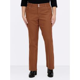 sheego Gro&szlig;e Gr&ouml;&szlig;en Bootcut-Jeans mit Push-up-Effekt, cognac, Gr&ouml;&szlig;e 36 - Damen