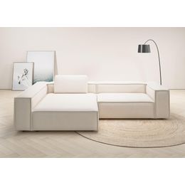 Ecksofa Home Affaire "Watertown, moderne XXL L-Form, 306 cm breit", beige (nature), B:306cm H:68cm T:191cm, 100% Polyester, Sofas, Ecksofa, Komfortabel mit tiefer Sitzfl&auml;che &ndash; ideal f&uuml;r gro&szlig;e Wohnr&auml;ume