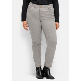 sheego Gro&szlig;e Gr&ouml;&szlig;en Jeans im Paperbag-Schnitt, grey-denim, Gr&ouml;&szlig;e 27 - Damen