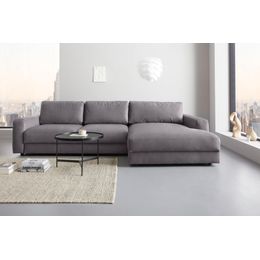 Ecksofa Home Affaire "Bloomfield, elegant, viel Platz, Mega Couch, Breite 303cm, L-Form", grau, B:303cm H:84cm T:176cm, 100% Polyester, Sofas, Ecksofa, extra tiefe Sitzfl&auml;che, wahlweise mit Sitztiefenverstellung