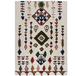 Wollteppich FLAIR RUGS "Fes Shaggy", bunt, B:120cm H:25mm L:170cm, Wolle, Teppiche, Shaggy-Teppich aus Berberwolle