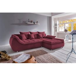 Ecksofa Home Affaire "Imola, bequem, aktuelle Steppung im Sitz, L-Form, Breite 270cm", pink (fuchsia), B:270cm H:90cm T:170cm, Microfaser PRIMABELLE (100% Polyester) / Struktur (82% Polyester, 9% Viscose, 7% Baumwolle, 2% Nylon);Kunstleder SOFTLUX / Struktur (82% Polyester, 9% Viscose, 7% Baumwolle, 2% Nylon), Sofas, Ecksofa, wahlweise mit Bettfunktion, Topseller