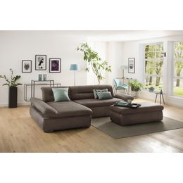 Ecksofa Home Affaire "Avesa L-Form", braun (dunkelbraun), B:300cm H:80cm T:172cm, 100% Polyester, Sofas, Ecksofa, Wahlweise mit Armteilvertsellung und Bettfunktion, B/T/H: 300/172/80cm