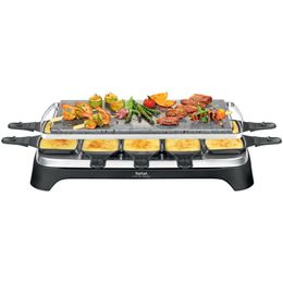 Tefal Raclette "Pierrade, Naturstein, spülmaschinengeeignete Pfännchen", grau (grau, edelstahlfarben), B:52cm H:13,7cm T:27,5cm, Raclettes, Abnehmbares Kabel, inkl. Schaber, PR457B