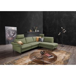 Ecksofa Home Affaire "Sarsina: mit Tonnentaschen-Federkern, perfekt zum Entspannen L-Form", gr&uuml;n (oliv), B:265cm H:85cm T:223cm, 94% Polyester, 6% Nylon, Sofas, Ecksofa, inklusive 2 motorischen Relaxfunktionen mit Herz-Waage-Beschlag