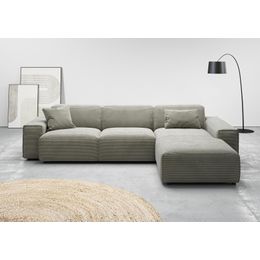 Ecksofa Home Affaire "Glimminge auch in Breitcord, Feincord, Boucl&eacute; + Easy care-Bezug", grau (stone), B:294cm H:71cm, 12% Polyaxryl, 88% Polyester, Sofas, Ecksofa, L-Form, Breite 294, Zierkissen