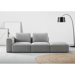 Chaiselongue Home Affaire &quot;Cushid&quot;, silber, B:273cm H:62cm T:109cm, 95% Polyester, 5% Nylon, Sofas, Chaiselongue, Modul-Sofa, bestehend aus 2-Sitzer und Hocker