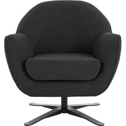 Drehsessel Home Affaire "Stavre, Loungesessel mit Drehfunktion", schwarz (jet schwarz), B:83cm H:85cm T:80cm, 100% Polyester, Sessel, Drehsessel, in moderner Optik, mit elegantem Drehfu&szlig;