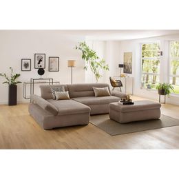Ecksofa Home Affaire "Avesa L-Form", braun (coffee), B:300cm H:80cm T:172cm, 95% Polyester, 5% Polyacryl, Sofas, Ecksofa, Wahlweise mit Armteilvertsellung und Bettfunktion, B/T/H: 300/172/80cm