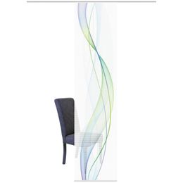 Schiebegardine Vision S "HEIGHTS" Gr. 1, blau (blau, gr&uuml;n), B:60cm H:260cm, Polyester, Gardinen, HxB: 260x60, Schiebevorhang Bambusoptik Digitaldruck