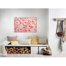 A.S. Cr&eacute;ation Leinwandbild A.S. CR&Eacute;ATION "Roses", rosa (farbe rahmen: holzfarben, farbe bild(er): rosa), B:90cm H:60cm, Holz, Stahl, Bilder, Leinwandbild, Romantische Rosen Rosenbild Keilrahmen Leinwand-Bild Wohnzimmer modern