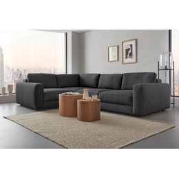 Ecksofa Home Affaire "Bloomfield, Breite 304cm, Mega Polsterecke mit viel Platz, L-Form", braun (obsidian), B:224cm H:84cm T:304cm, 100% Polyester, Sofas, Ecksofa, extra tiefe Sitzfl&auml;che, wahlweise mit Sitztiefenverstellung