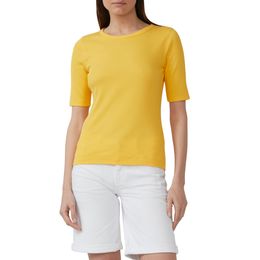 T-Shirt s.Oliver, Damen, Gr. 46, gelb, Jersey, Obermaterial: 95% Baumwolle, 5% Elasthan, unifarben, slim fit h&uuml;ftbedeckend, Rundhals, Shirts T-Shirt, gerippt und mit Stretch