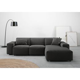 Ecksofa Home Affaire "Glimminge L-Form auch in Breitcord, Feincord + Easy care-Bezug", grau (anthrazit), B:264cm H:71cm T:191cm, 100% Polyester, Sofas, Ecksofa, Breite 264, Zierkissen