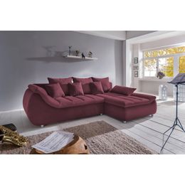Ecksofa Home Affaire "Imola, bequem, aktuelle Steppung im Sitz, L-Form, Breite 270cm", pink (fuchsia), B:270cm H:90cm T:170cm, Microfaser PRIMABELLE (100% Polyester) / Struktur (82% Polyester, 9% Viscose, 7% Baumwolle, 2% Nylon);Kunstleder SOFTLUX / Struktur (82% Polyester, 9% Viscose, 7% Baumwolle, 2% Nylon), Sofas, Ecksofa, wahlweise mit Bettfunktion, Topseller