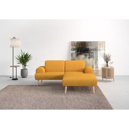 Ecksofa Home Affaire "Swift Scandic Design, komfortabler Federkern, Breite 192cm, L-Form", gelb (curcuma), B:192cm H:83cm T:176cm, 100% Polyester, Sofas, Ecksofa, Federkern-Polsterung, B/T/H: 192/83/176 cm