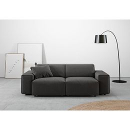 2,5-Sitzer Home Affaire "Glimminge auch in Breitcord, Feincord + Easy care-Bezug", grau (anthrazit), B:214cm H:71cm T:101cm, 100% Polyester, Sofas, besondere Kedern&auml;hte, Zierkissen