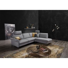 Ecksofa Home Affaire "Sarsina: mit Tonnentaschen-Federkern, perfekt zum Entspannen L-Form", grau, B:265cm H:85cm T:223cm, 100% Polyester, Sofas, Ecksofa, inklusive 2 motorischen Relaxfunktionen mit Herz-Waage-Beschlag