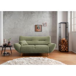 2-Sitzer Home Affaire "Drago", gr&uuml;n, B:173cm H:81cm T:90cm, 100% Polyester, Sofas, frei im Raum stellbar, inkl. 1 Zierkissen