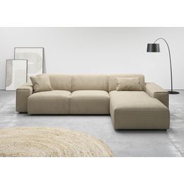 Ecksofa Home Affaire "Glimminge auch in Breitcord, Feincord, Boucl&eacute; + Easy care-Bezug", beige (sand), B:294cm H:71cm T:191cm, 95% Polyester, 5% Nylon, Sofas, Ecksofa, L-Form, Breite 294, Zierkissen