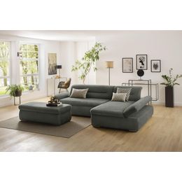 Ecksofa Home Affaire "Avesa L-Form", gr&uuml;n (dunkelgr&uuml;n), B:300cm H:80cm T:172cm, 95% Polyester, 5% Polyacryl, Sofas, Ecksofa, Wahlweise mit Armteilvertsellung und Bettfunktion, B/T/H: 300/172/80cm