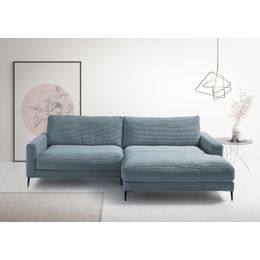 Ecksofa Home Affaire "Downtown, B/T/H: 272/190/84 cm L-Form", blau (petrol), B:272cm H:84cm T:190cm, 88% Polyester, 12% Polyacryl, Sofas, Ecksofa, weicher Sitzkomfort auch in Cord und Boucl&eacute;, incl. Zierkissen