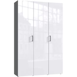 Kleiderschrank wimex "Mugano,in 3 Breiten, 2 Tiefen, viele Farben, Made in Germany", front hochglanz lack weiß, korpus grafit, griffe schwarz, Schränke, Grafit, B/H/T: 120cm x 185cm x 40cm, Ohne Spiegel, Premium, Holzwerkstoff, Kleiderschrank, mit langen oder kurzen Griffen aus Metall, mit oder ohne Spiegel, B:120cm H:185cm T:40cm