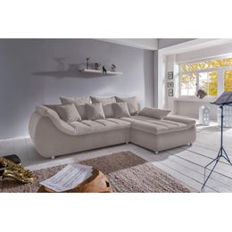Ecksofa Home Affaire "Imola, bequem, aktuelle Steppung im Sitz, L-Form, Breite 270cm", braun (hellbraun), B:270cm H:90cm T:170cm, Microfaser PRIMABELLE (100% Polyester) / Struktur (82% Polyester, 9% Viscose, 7% Baumwolle, 2% Nylon);Kunstleder SOFTLUX / Struktur (82% Polyester, 9% Viscose, 7% Baumwolle, 2% Nylon), Sofas, Ecksofa, wahlweise mit Bettfunktion, Topseller